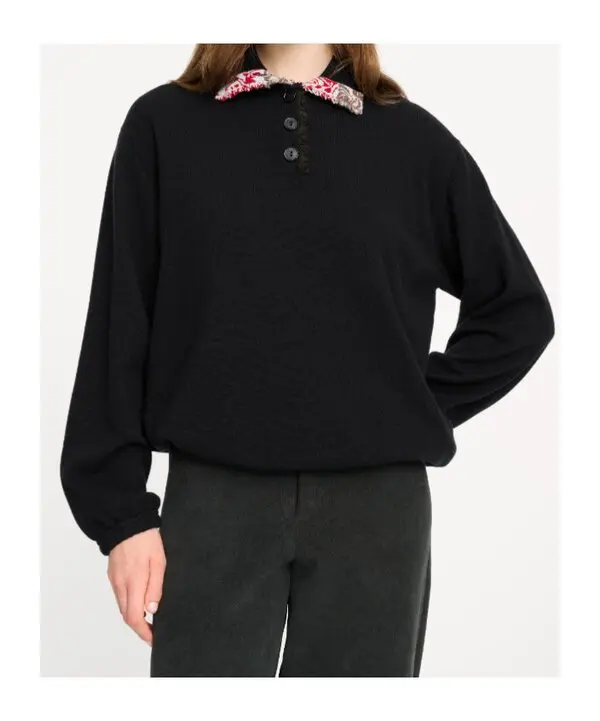 BARRIE Contrast-collar Cashmere Sweater