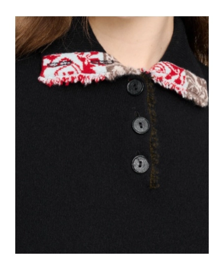 BARRIE Contrast-collar Cashmere Sweater