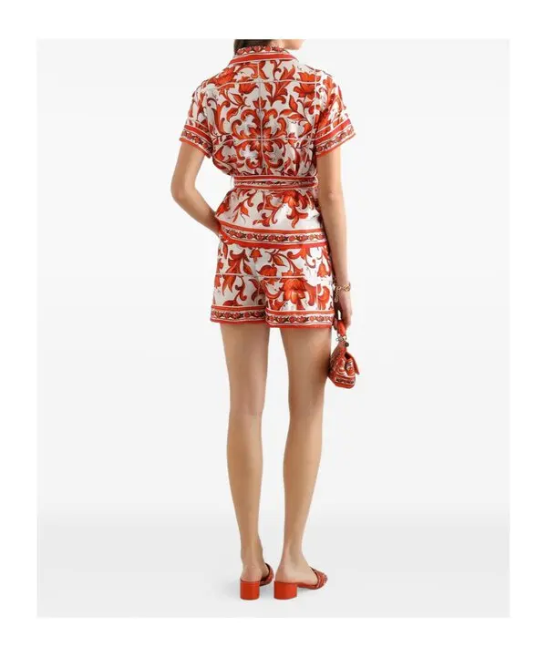 Dolce & Gabbana Majolica-print Silk Bermuda - Multi-color