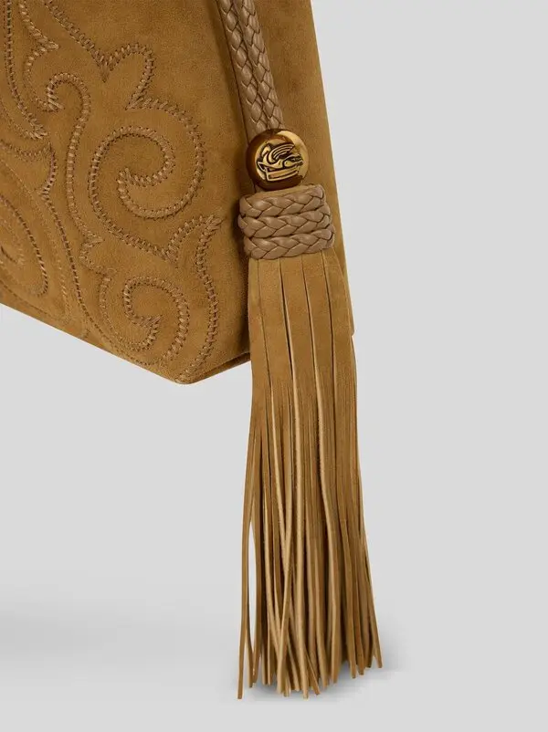 Etro Mini Suede Kalispera Bag With Patch And Tassels