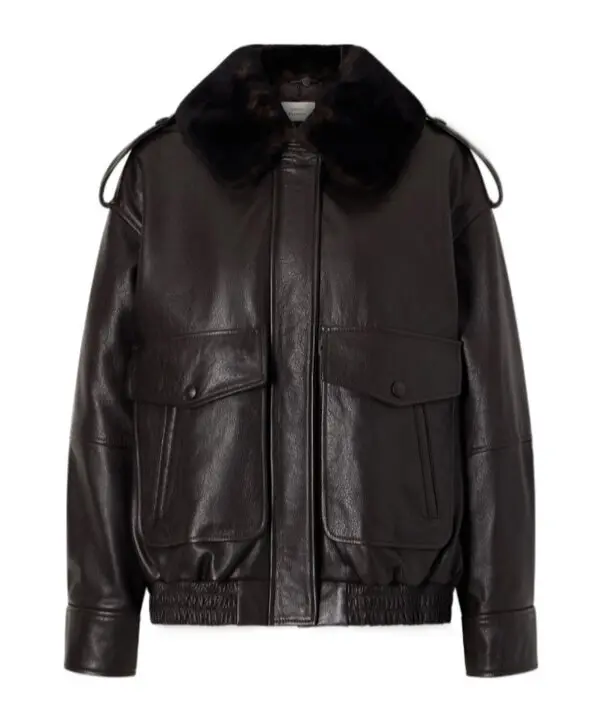 Loulou De Saison Russo Shearling-collar Leather Bomber Jacket