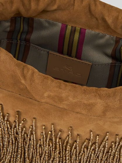 Etro Small Suede Kalispera Bag With Bead Fringes - Gold