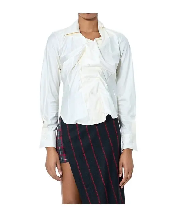 VIVIENNE WESTWOOD Drunken Draped Long Sleeved Shirt - Beige
