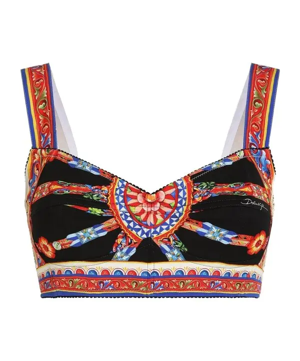 Dolce & Gabbana Carretto-print Charmeuse Top