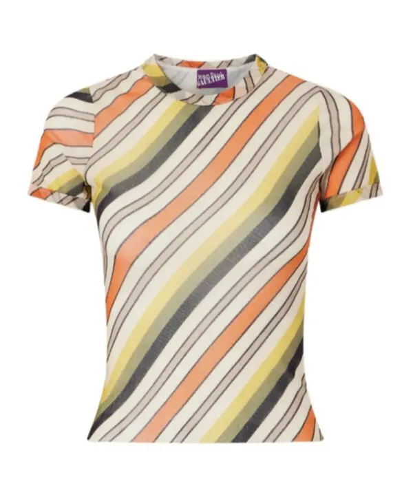 JEAN PAUL GAULTIER Striped Mesh Top