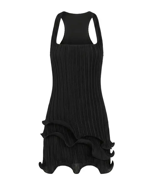 Cult Gaia Marsa Plissé-effect Ruffled Mini Dress - Black