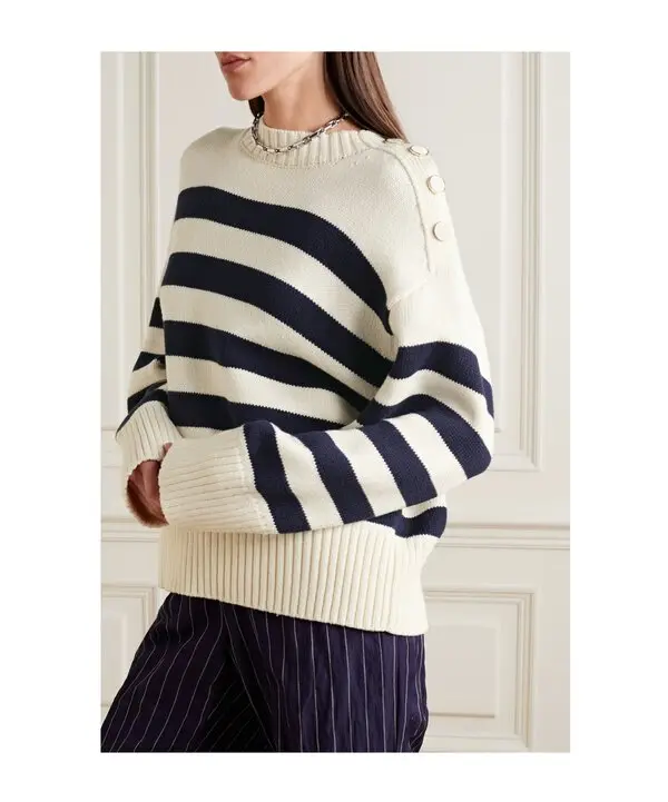 Lafayette 148 New York Striped Wool And Cotton-blend Sweater