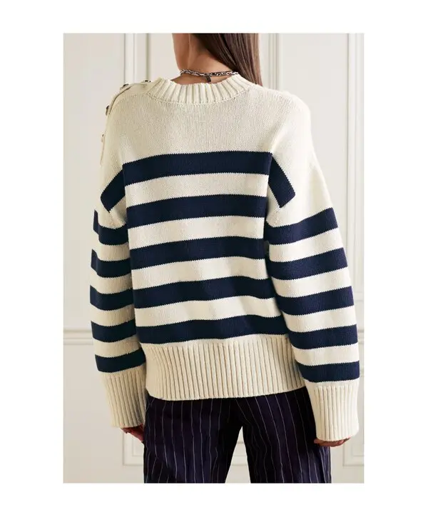 Lafayette 148 New York Striped Wool And Cotton-blend Sweater
