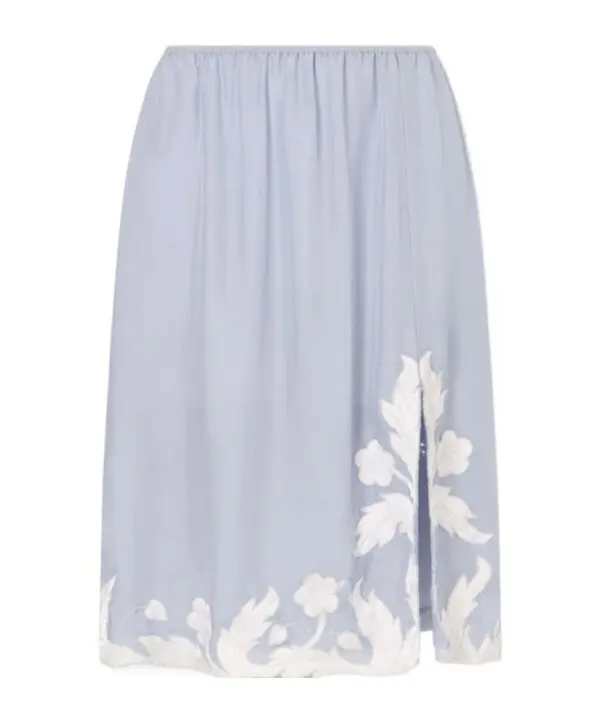 Anna Sui Embroidered Silk-satin Midi Skirt