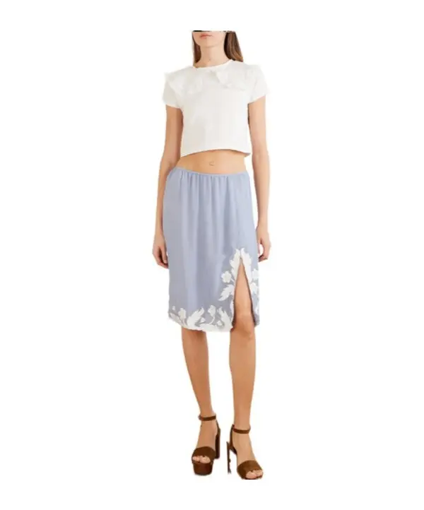 Anna Sui Embroidered Silk-satin Midi Skirt