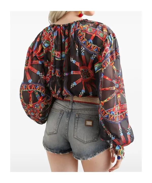 Dolce & Gabbana Carretto-print Devoré Twill Top - Color