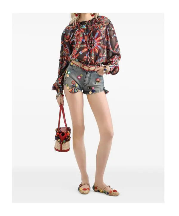 Dolce & Gabbana Carretto-print Devoré Twill Top - Color