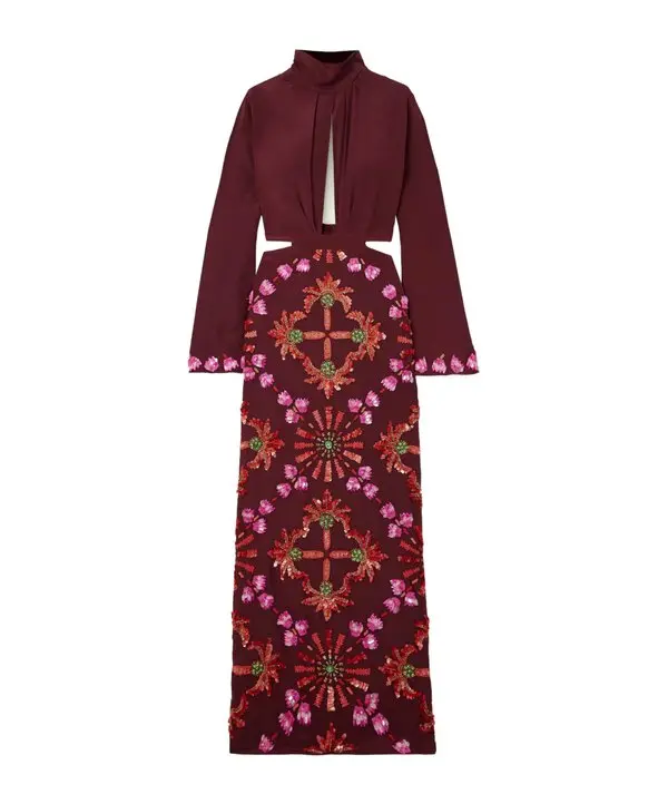 Johanna Ortiz Sequin-embellished Cutout Silk Maxi Dress