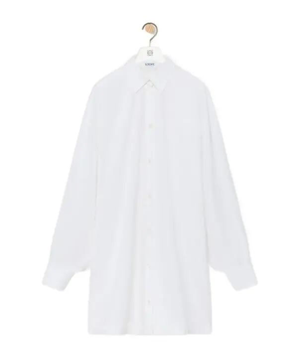 Loewe Cotton Shirt Dress With Embroidered Logo
