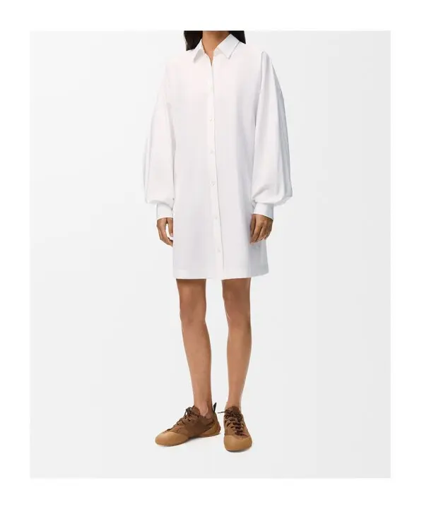 Loewe Cotton Shirt Dress With Embroidered Logo