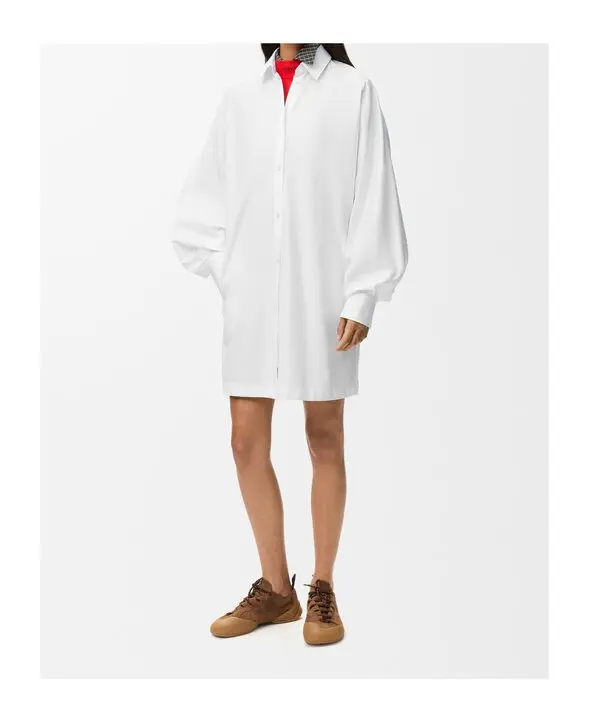 Loewe Cotton Shirt Dress With Embroidered Logo