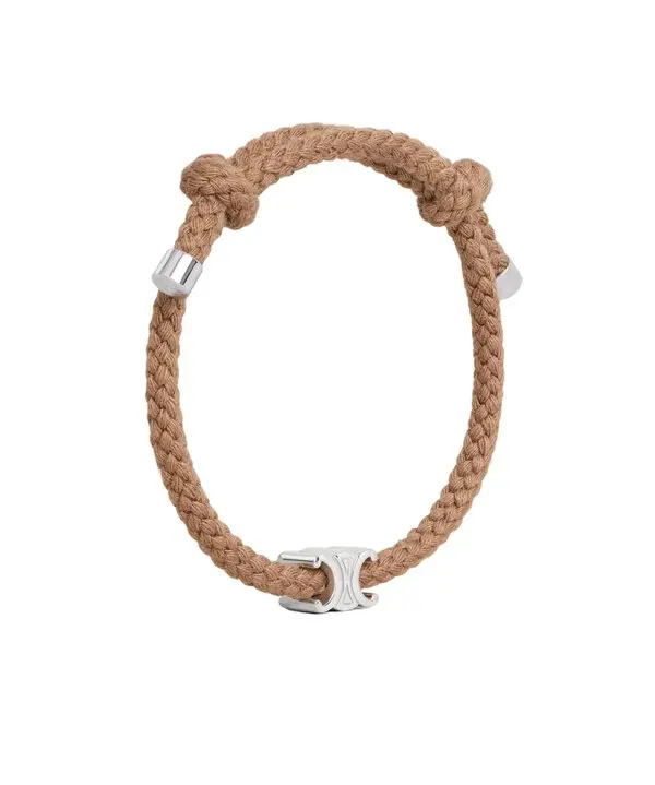 Celine Triomphe Beach Bracelet In Acrylic And Brass With Rhodium Finish