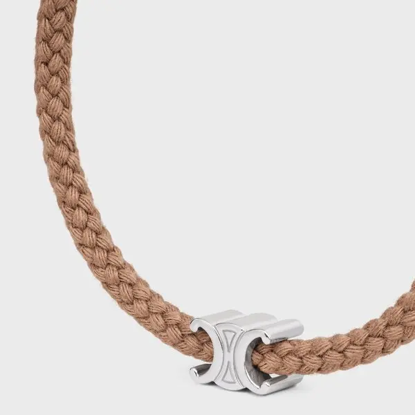 Celine Triomphe Beach Bracelet In Acrylic And Brass With Rhodium Finish