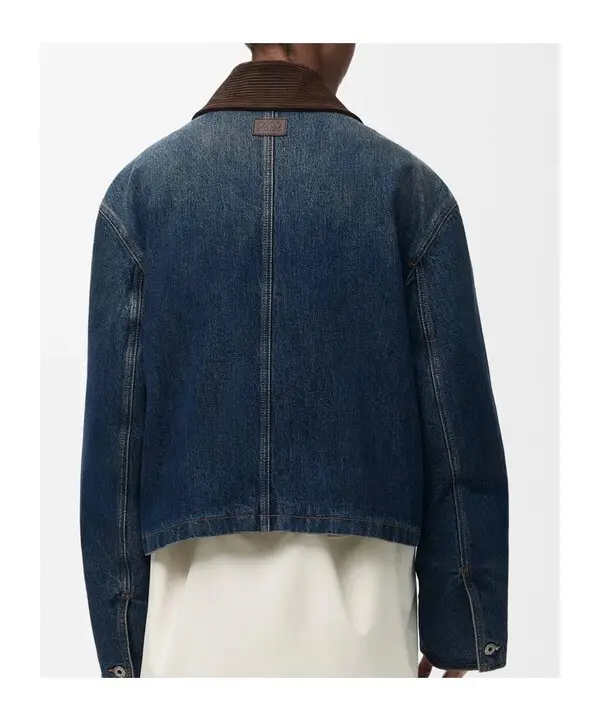 Loewe Cropped Denim Parka With Corduroy Collar
