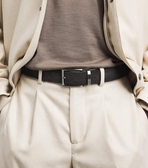 Officine Creative Suede And Leather Reversible Belt With Swivelling Buckle