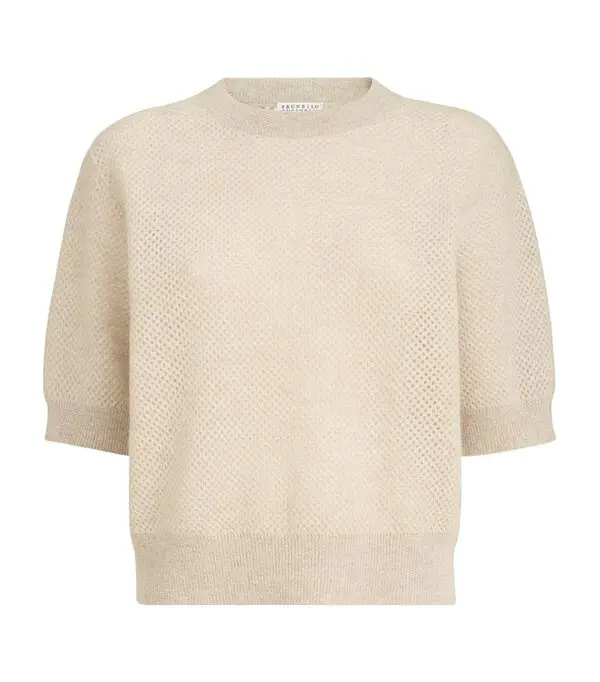 Brunello Cucinelli Sparkling Short-sleeve Sweater