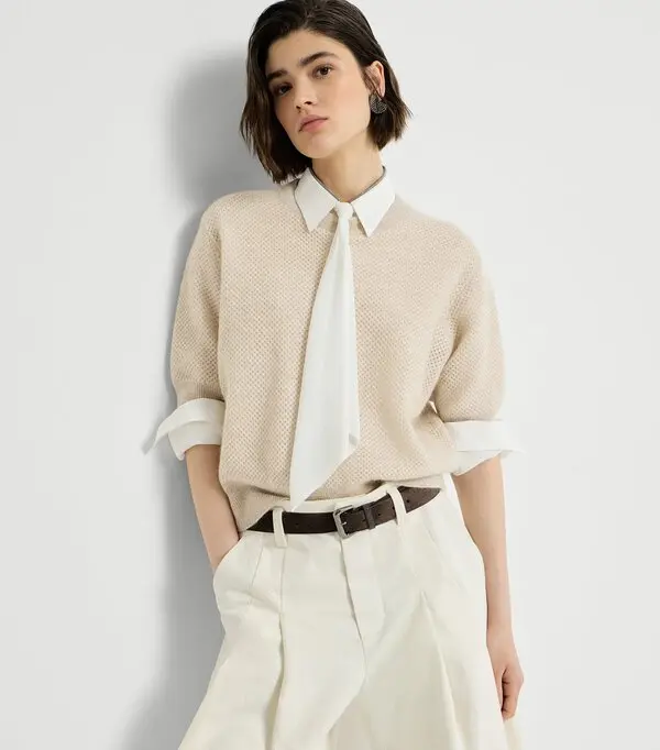 Brunello Cucinelli Sparkling Short-sleeve Sweater