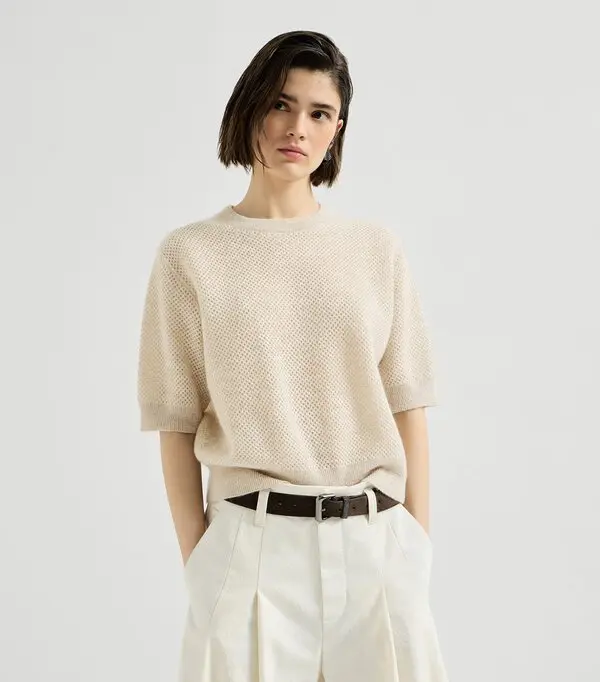 Brunello Cucinelli Sparkling Short-sleeve Sweater