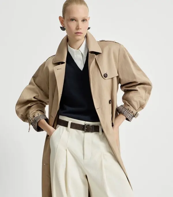 Brunello Cucinelli Cotton-linen Monili Detail Trench Coat