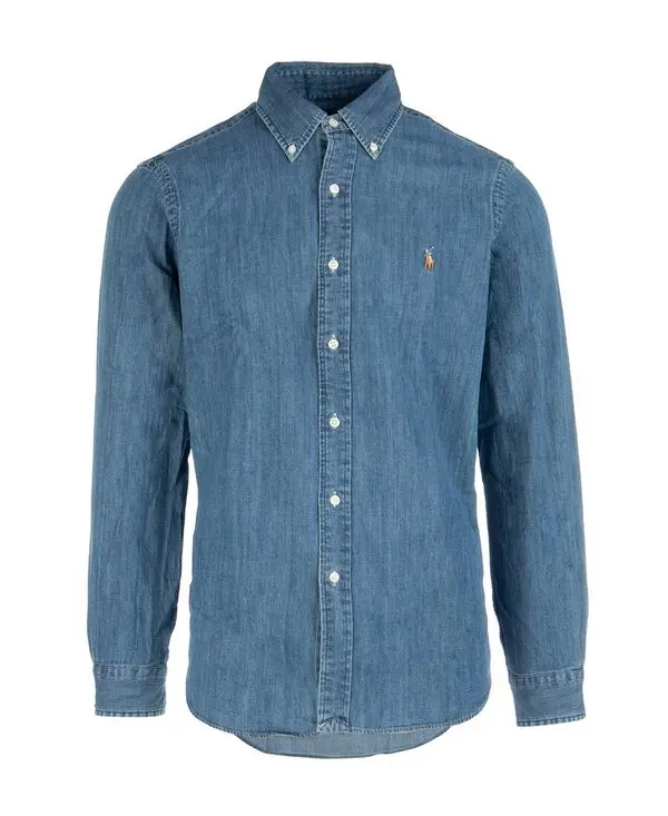 Polo Ralph Lauren Logo Embroidered Denim Shirt - Blue