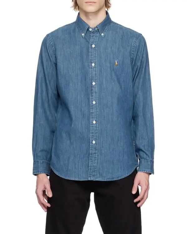 Polo Ralph Lauren Logo Embroidered Denim Shirt - Blue