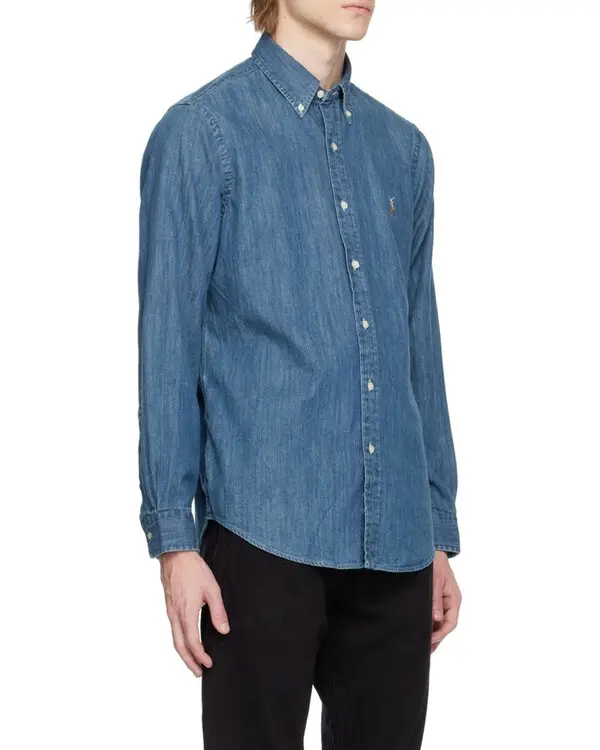 Polo Ralph Lauren Logo Embroidered Denim Shirt - Blue