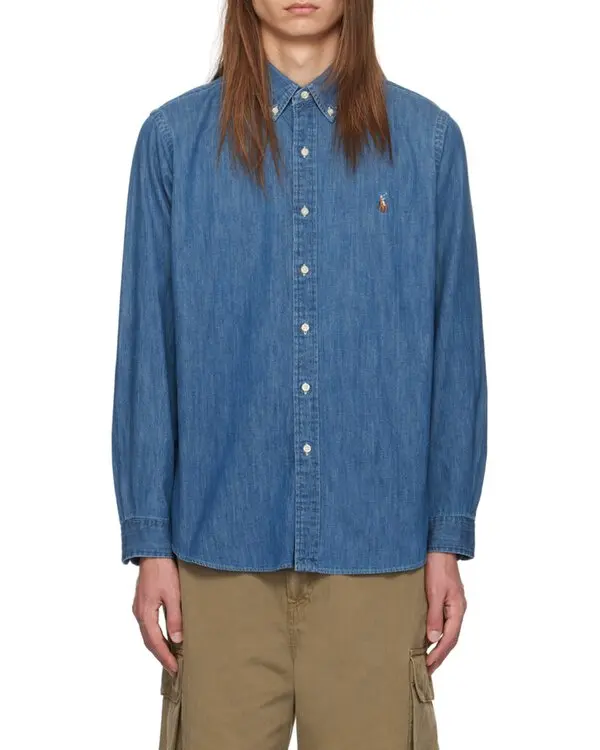Polo Ralph Lauren Logo Embroidered Denim Shirt - Blue
