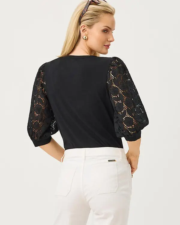 Lilly Pulitzer® Ronson Eyelet Knit Top - Noir