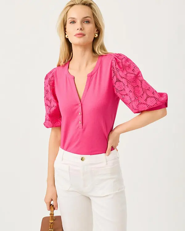 Lilly Pulitzer® Ronson Eyelet Knit Top - Pink