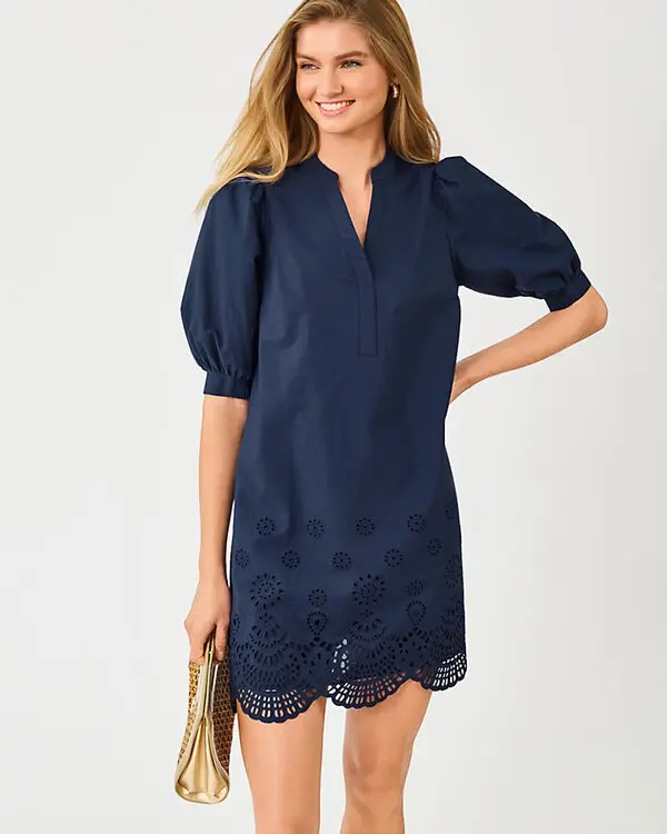 Lilly Pulitzer® Mialeigh Eyelet Embroidered Dress - Navy