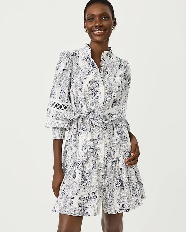 Lilly Pulitzer® Drena Shirtdress With Lace Trim And Ruffled Hem - Coconut