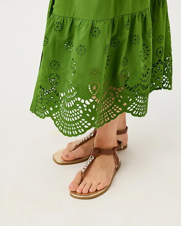 Lilly Pulitzer® Kroix Embellished Leather Sandals - Brown