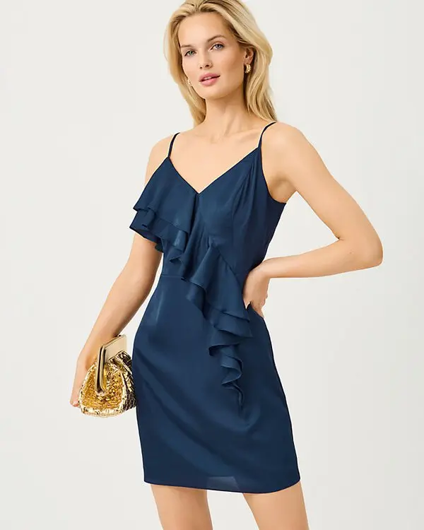 Lilly Pulitzer® Delila Dress With Cascading Flounce - Navy
