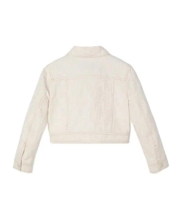Fendi Ff Logo-jacquard Denim Jacket - White