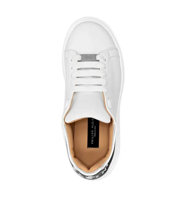 Philipp Plein Round Toe Lace-up Low Top Sneakers With Thick Sole And Leather Heel