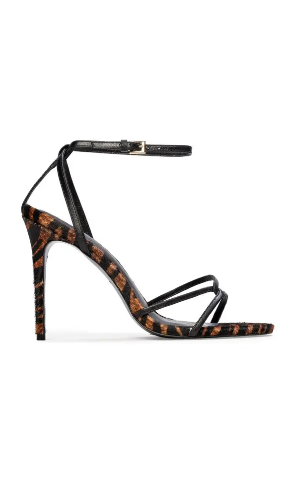 BLACK SUEDE STUDIO Miley Zebra Pony Hair Sandals