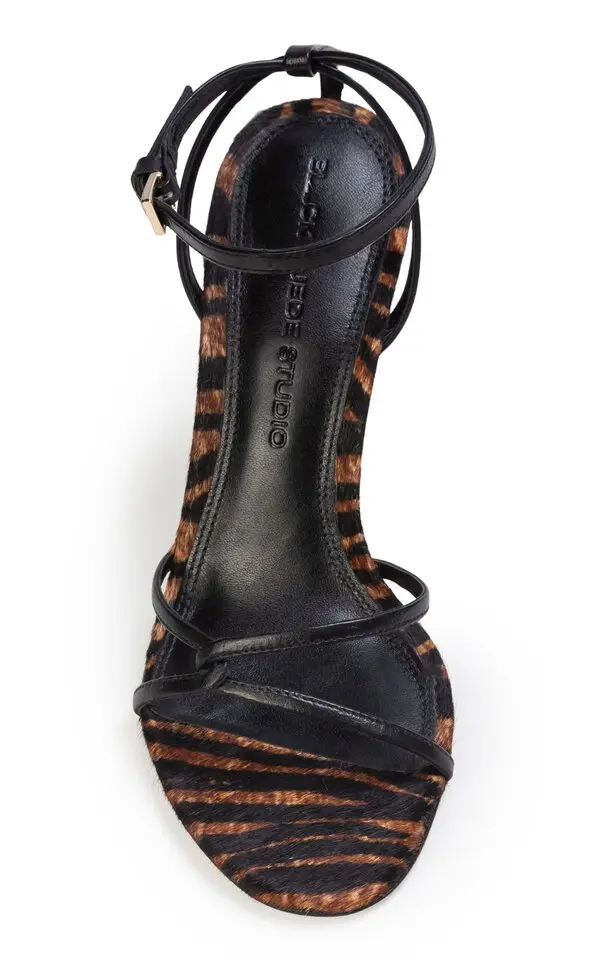BLACK SUEDE STUDIO Miley Zebra Pony Hair Sandals