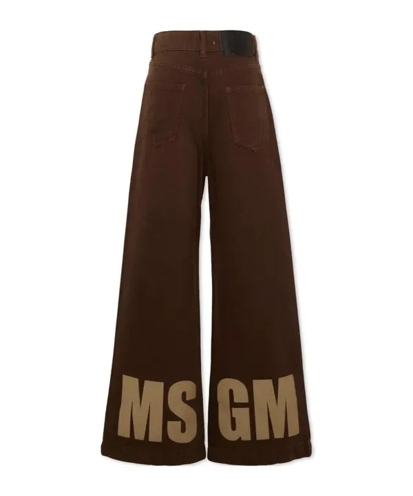MSGM Logo Print Wide-leg Jeans