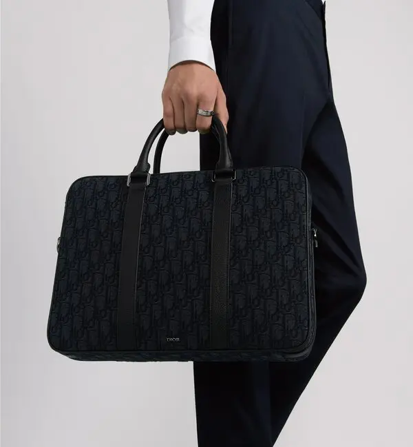 Dior Monogrammed Briefcase With Adjustable Strap
