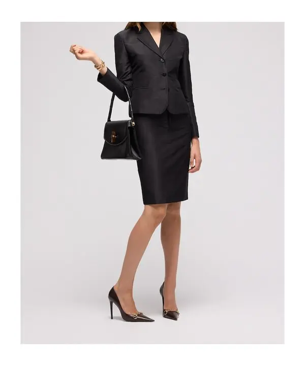 Gucci Fine Silk Faille Midi Skirt
