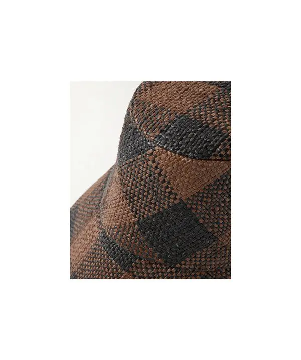 Johanna Ortiz Checked Straw Bucket Hat