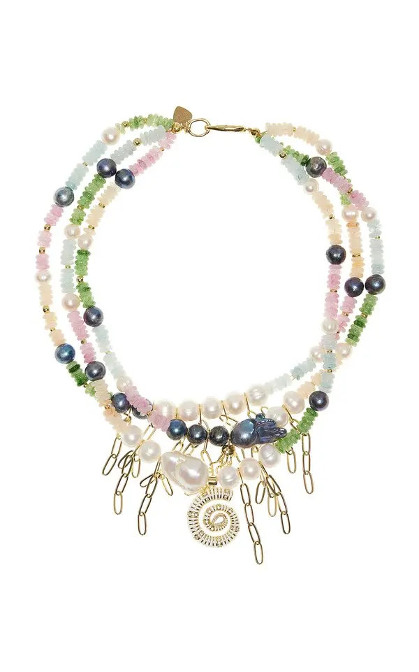 JOIE DIGIOVANNI Seashell 18k Gold Morganite And Pearl Choker
