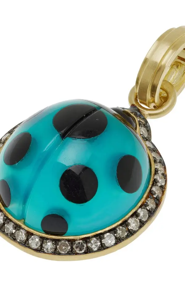 SYLVA & CIE Ladybug 18k Yellow Gold Agate Pendant
