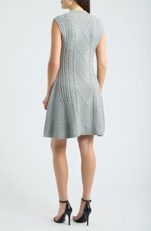Eliza J Sleeveless Mock Neck Cable Knit Sweater Dress