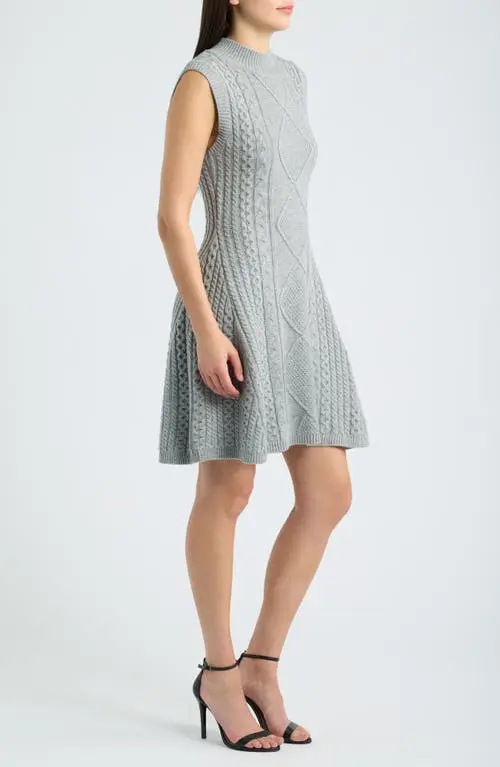 Eliza J Sleeveless Mock Neck Cable Knit Sweater Dress